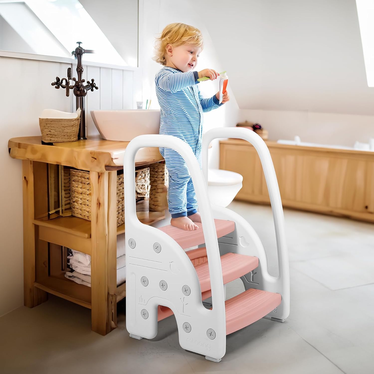 Amazon.com: comobabe Toddler Step Stool, Adjustable 3 Steps Stool with ...