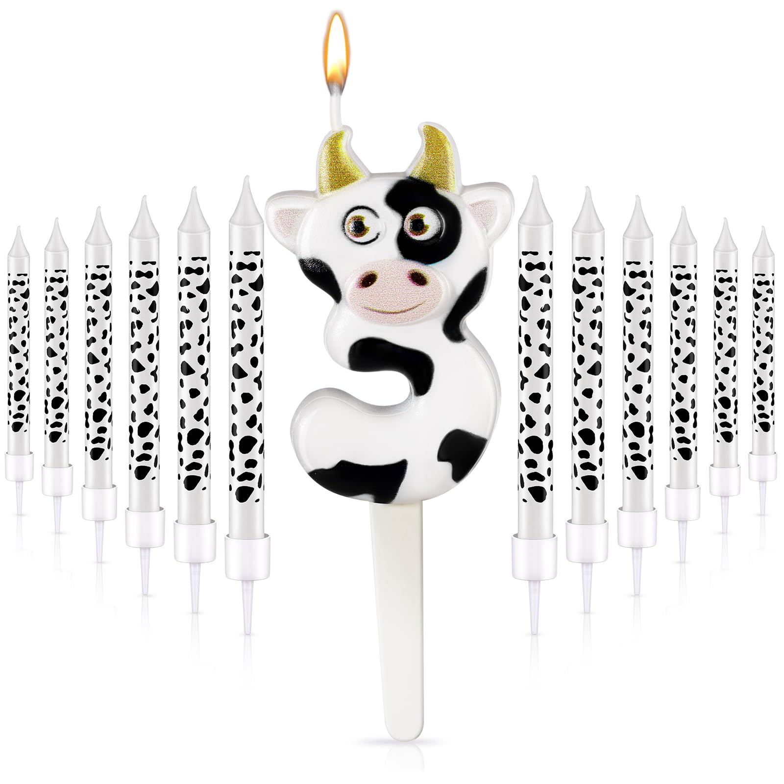 Amazon.com: Threlaco 13 Pcs Cow Candles, Number Birthday Candles Milk ...