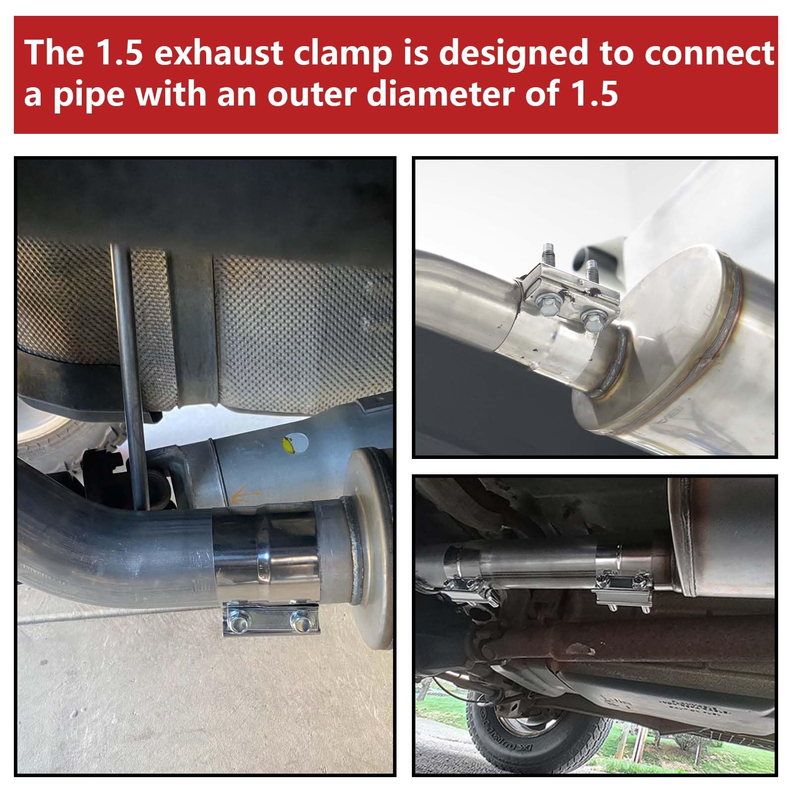 Snapklik.com : ELSHINE 1.5 Inch Exhaust Clamp15 Butt Joint Band Clamp ...