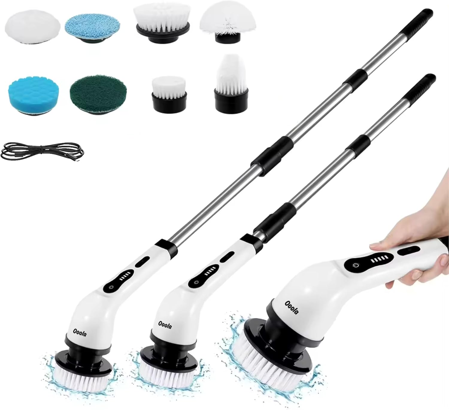 Ooola Eletric Spin Scrubber, Cordless Scrubber with 8 Brush Heads ...