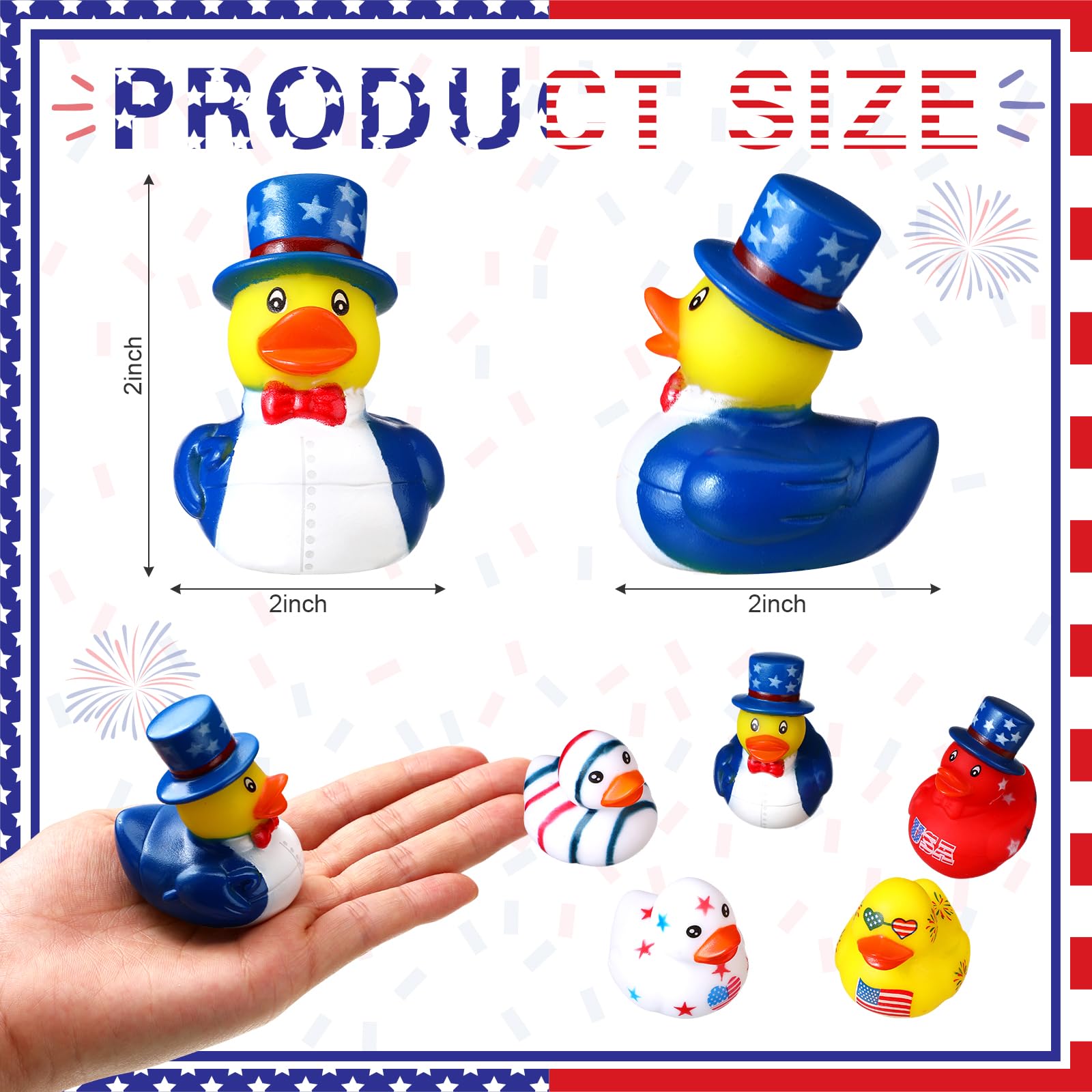 48 Pcs Patriotic Rubber Ducks 2'' Small Rubber Ducks Independence Day ...