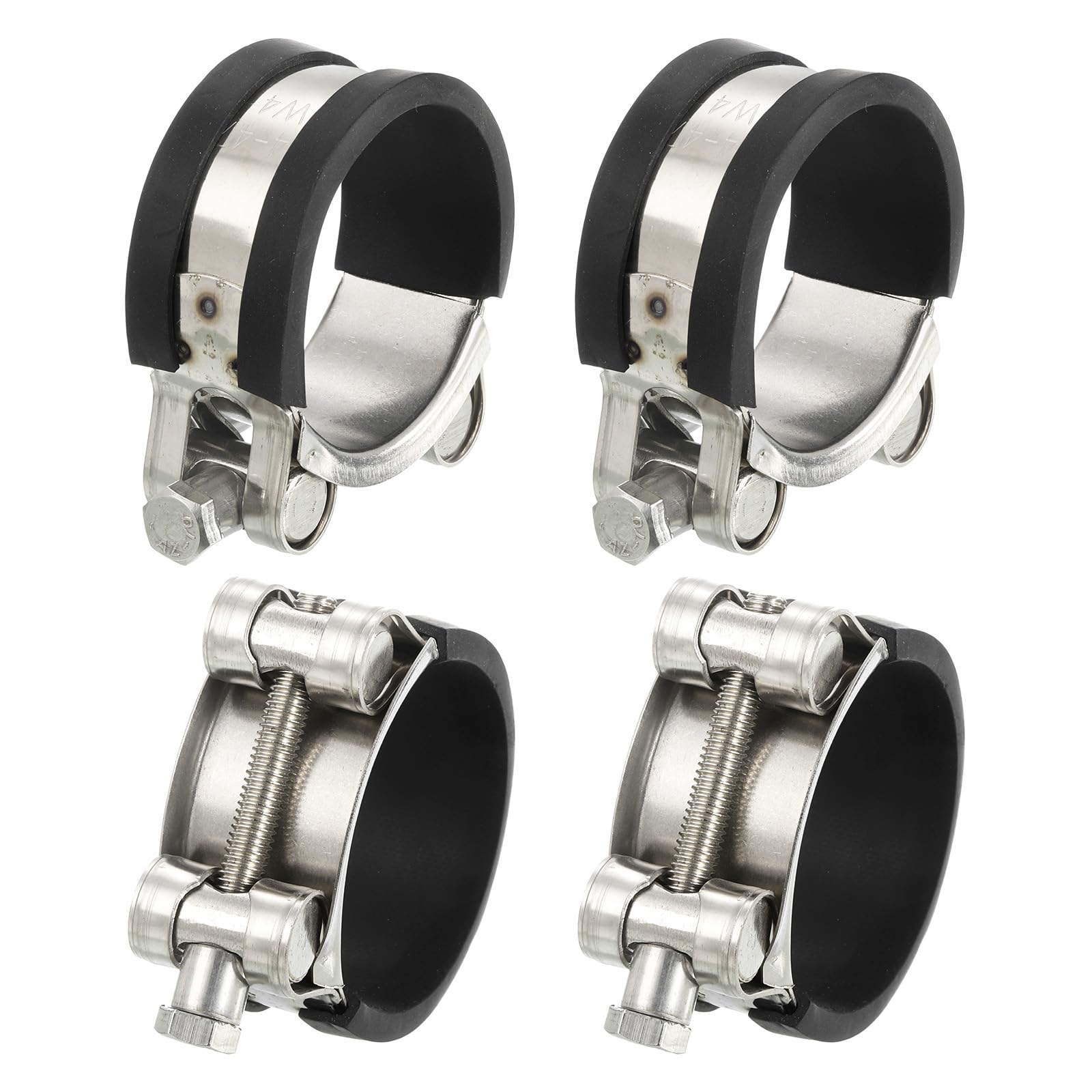 uxcell 4Pcs T-Bolt Hose Clamp Working Range 44-47mm Rubber Cushioned ...