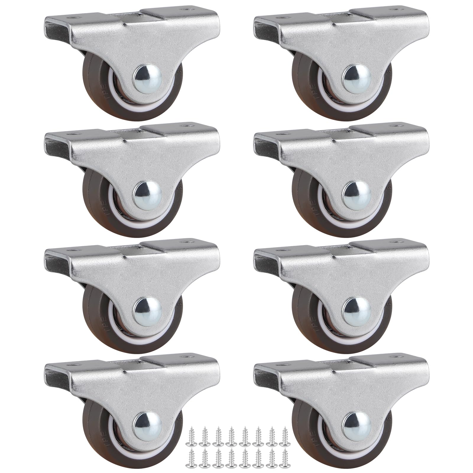 Snapklik.com : 8-Pack Rigid Caster 1", Low Profile Caster Wheel, Top ...