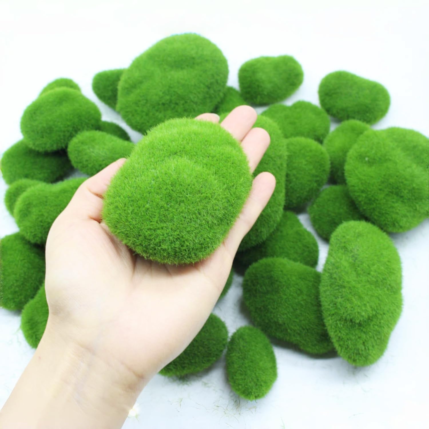 Snapklik.com : Artificial Moss Rocks Decorative, 35 Pcs Green Moss ...