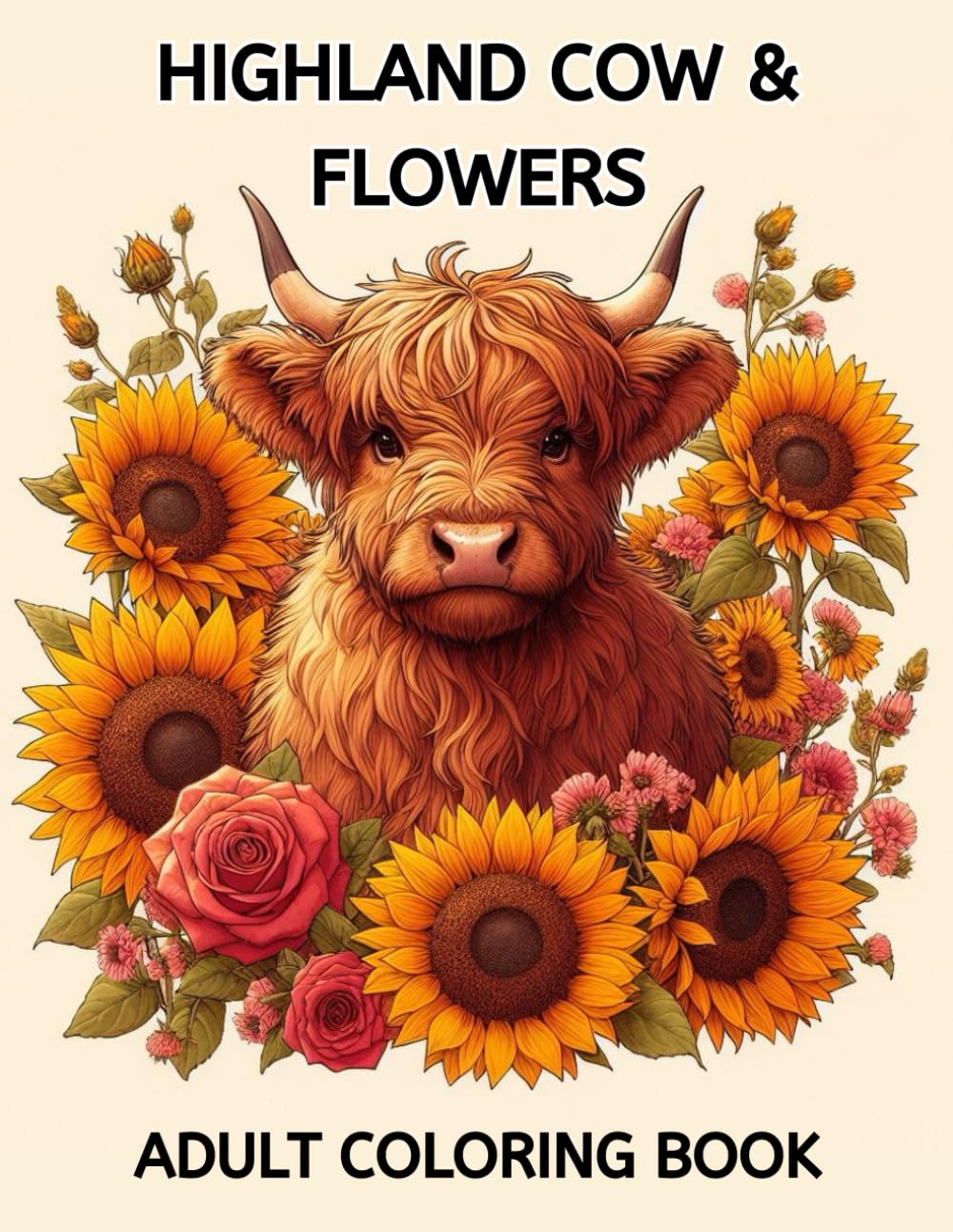 Amazon.com: Highland Cow & Flowers Adult Coloring book: 40 Beautiful ...
