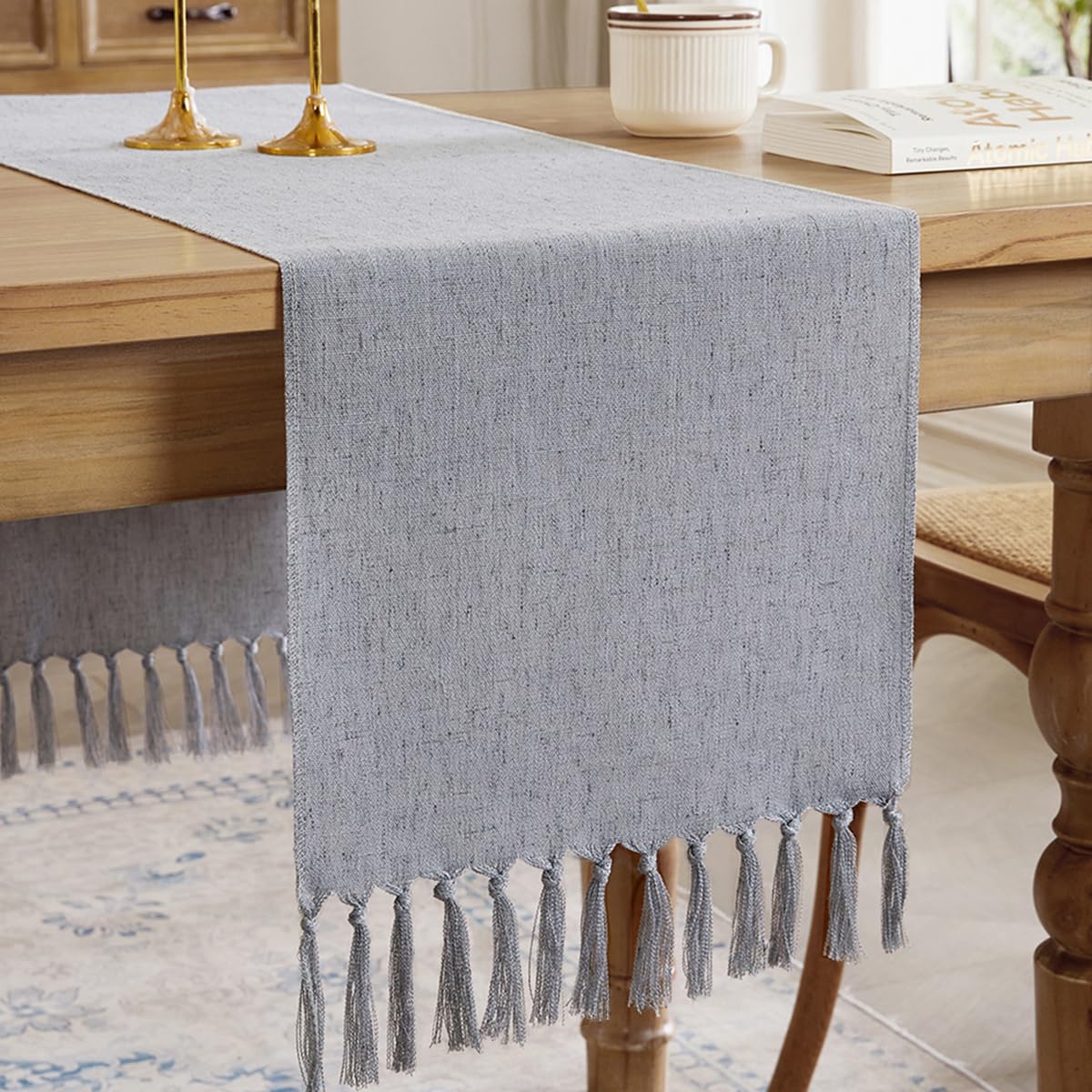 Amazon.com: Aoztio Linen Style Rustic Table Runner, Farmhouse Cotton ...