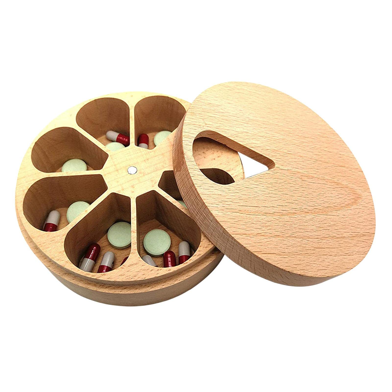 Wood Pill Box Jianpan Pill Box 7 Days Wooden Pill Organiser