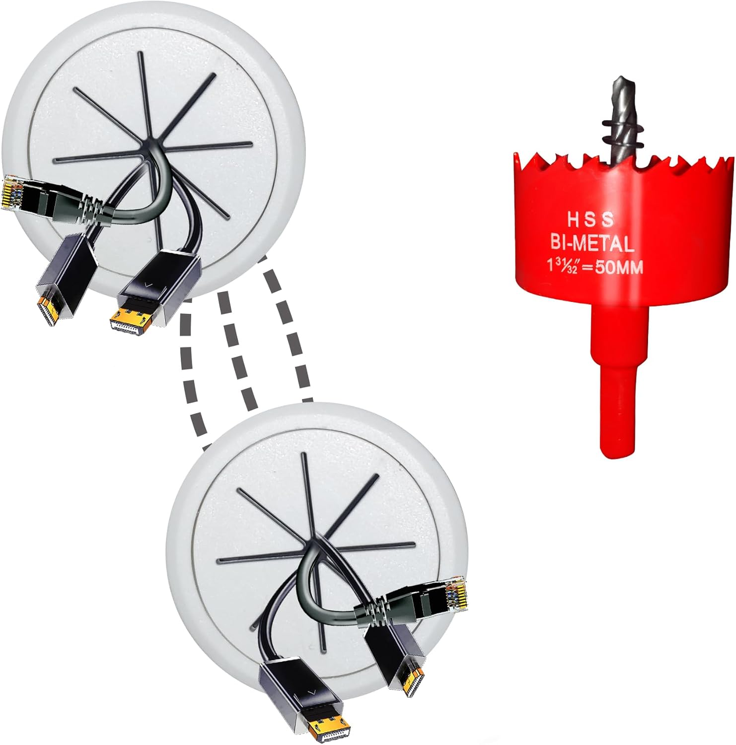 Wall-Mount TV Cable Management Kit - Conceal Wires, White, Includes 2 ...