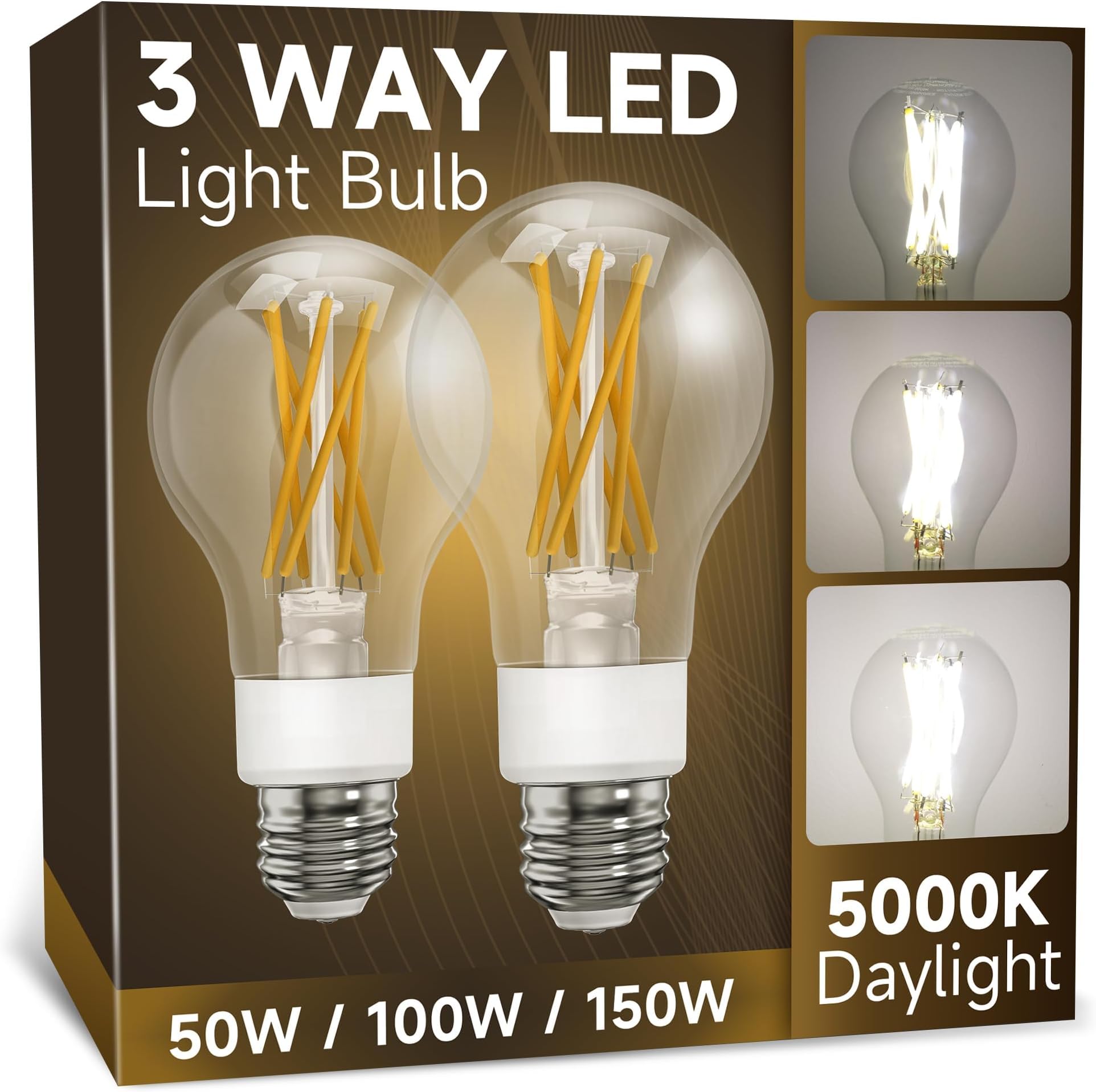 UNILAMP 3 Way Light Bulbs 50 100 150w Equivalent, Daylight White 5000K ...