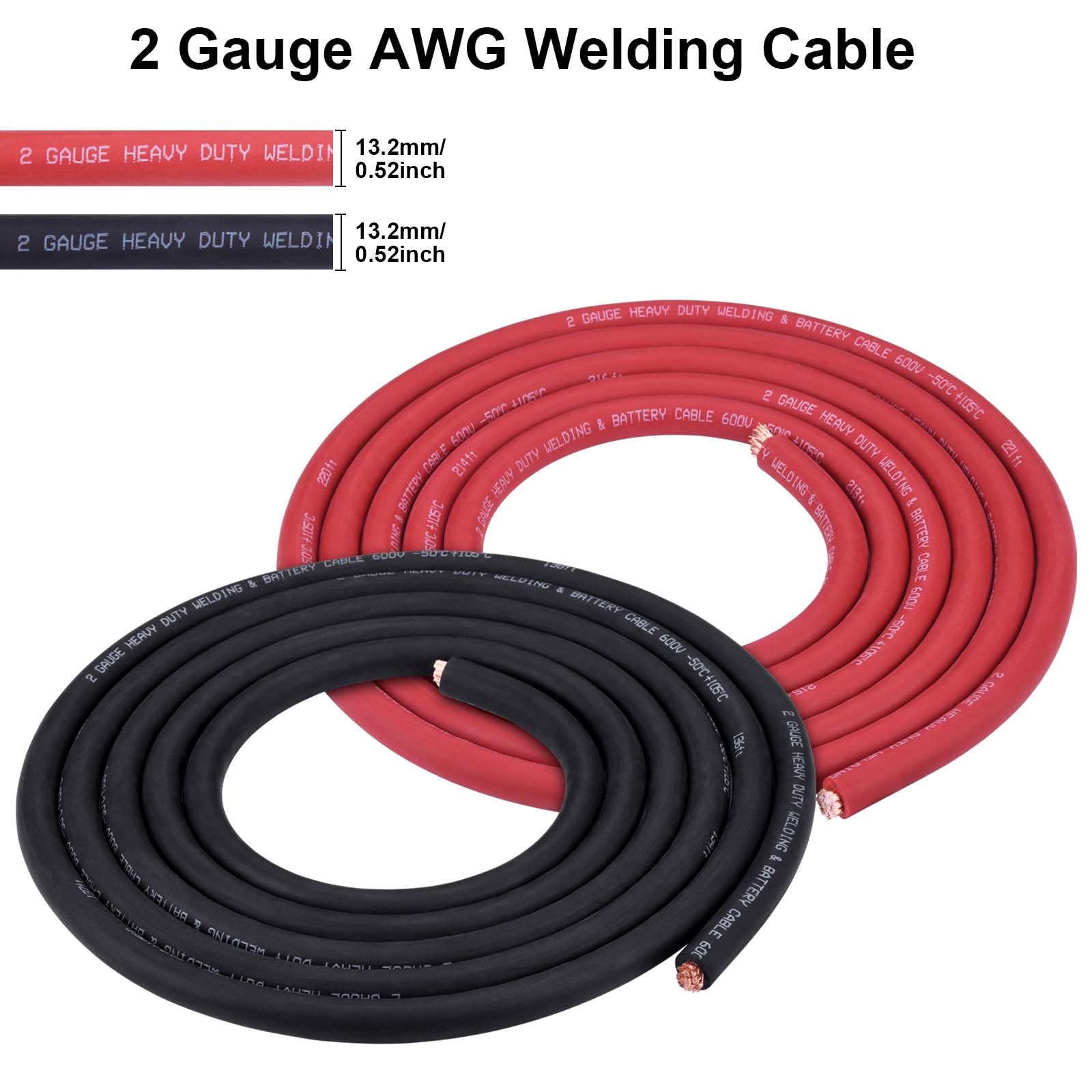 Snapklik.com : 2 AWG Gauge Wire 10 Feet Black + 10 Feet Red Welding ...