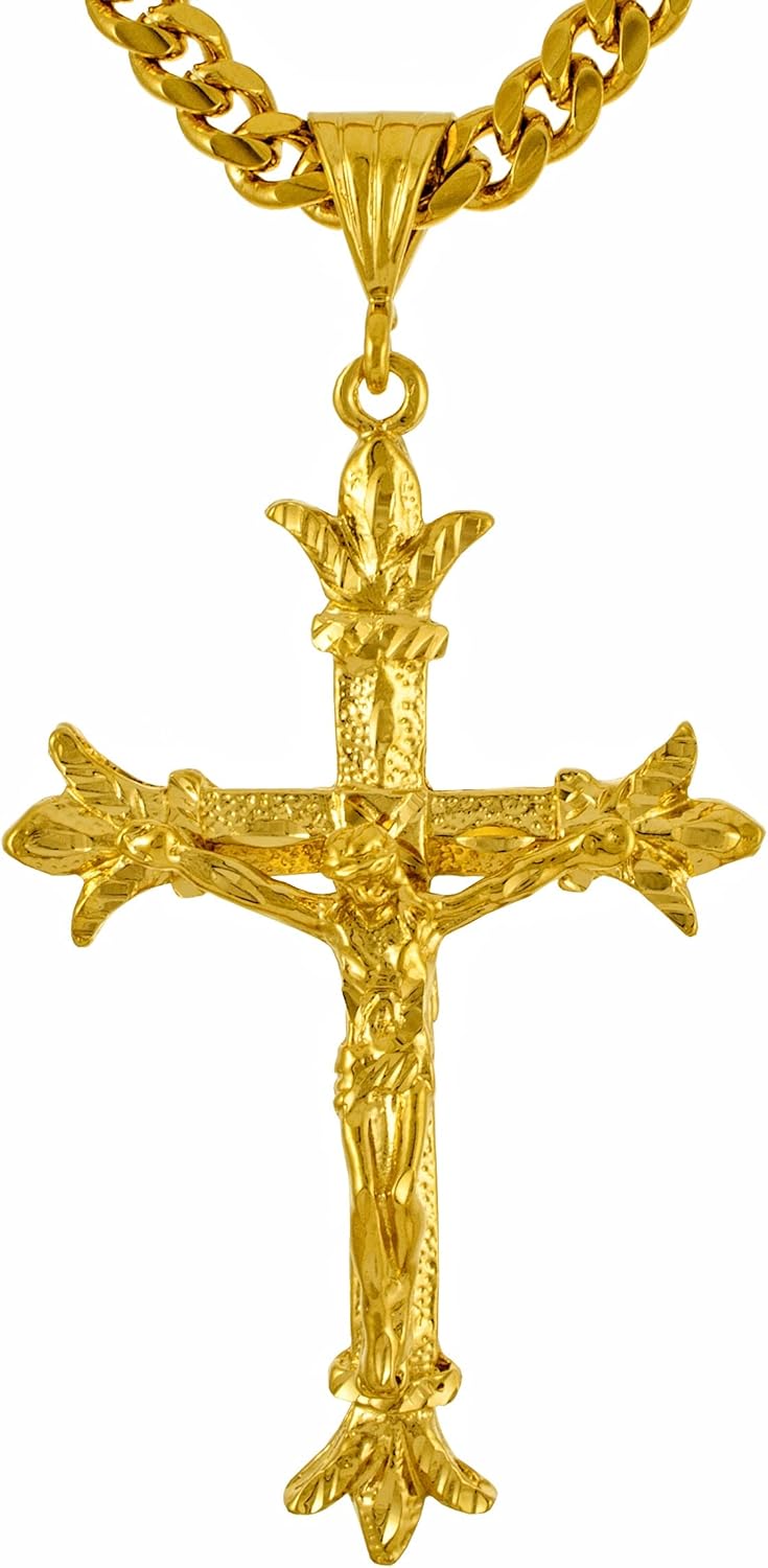 Amazon.com: LIFETIME JEWELRY Saint Thomas Cross Necklace 24k Real Gold ...