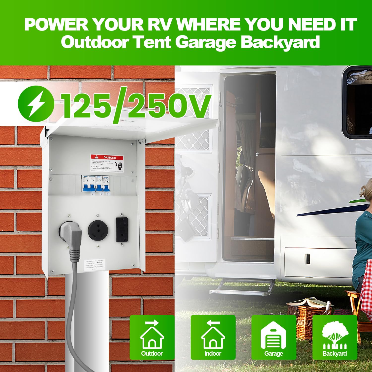 Snapklik.com : Kinchoix Temporary Power Outlet Panel, RV Electrical 20 ...