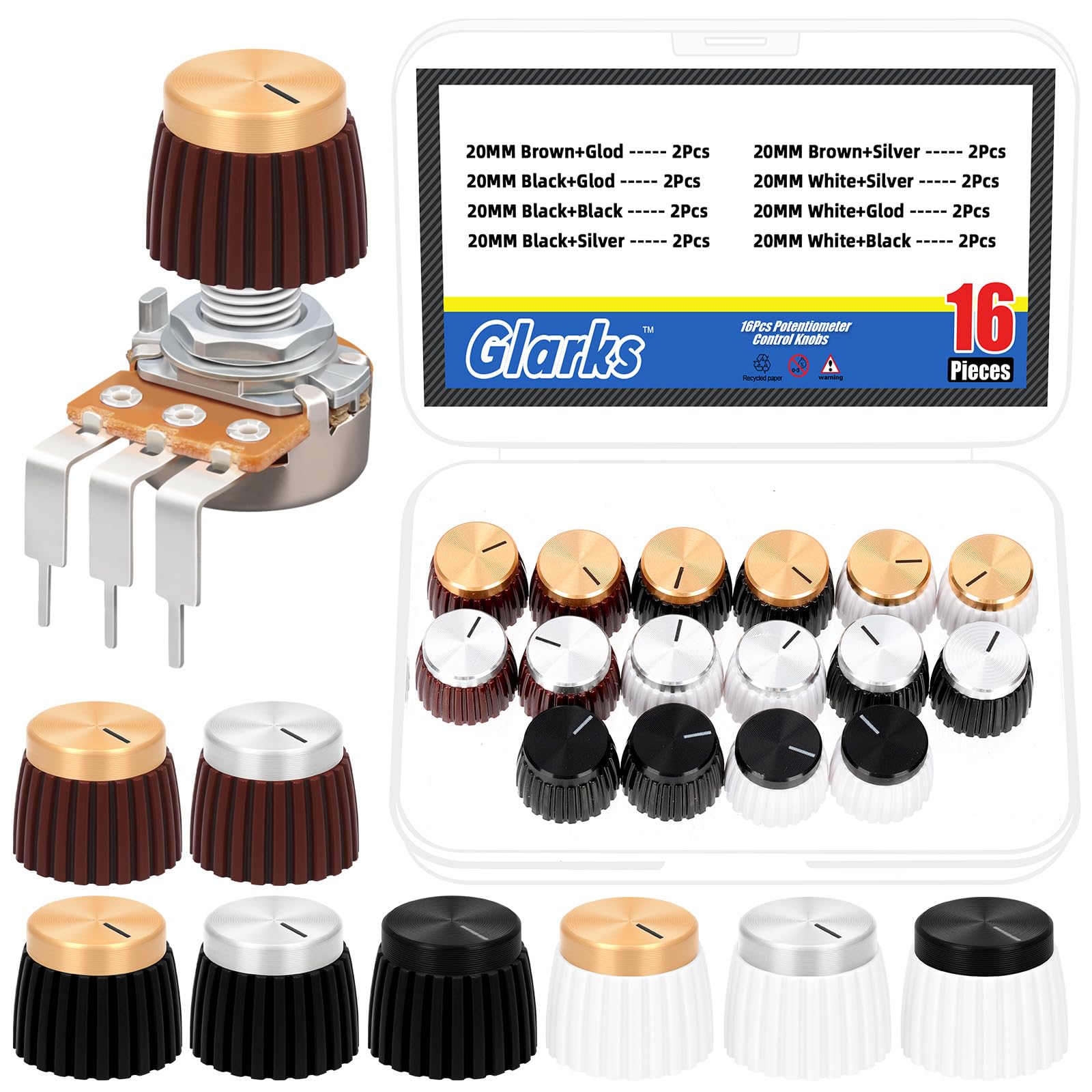 Snapklik.com : Glarks 16pcs 5.9mm 8 Colors Guitar AMP Amplifier Push On ...