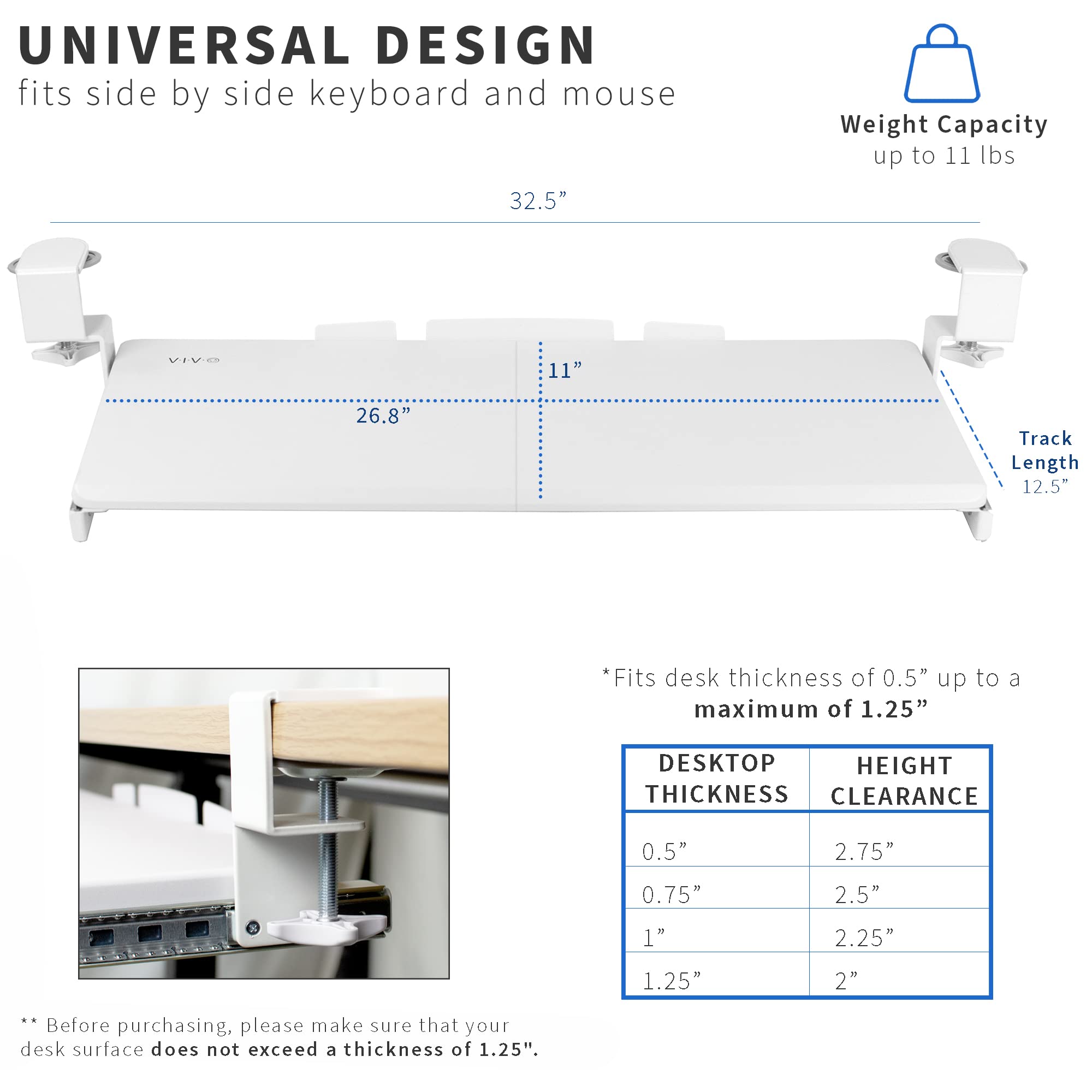 Snapklik.com : VIVO Large Keyboard Tray Under Desk Pull Out