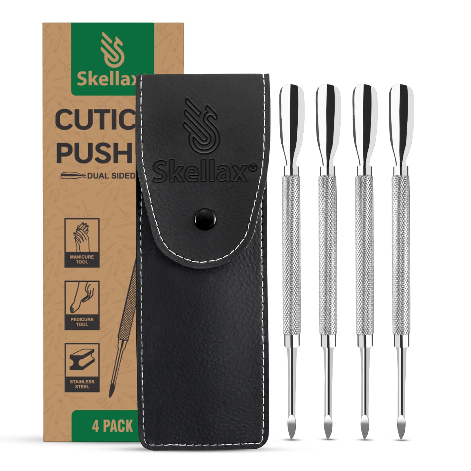 Amazon.com : Skellax 4PCS Cuticle Pusher Double Ended Sharp Edge Spoon ...