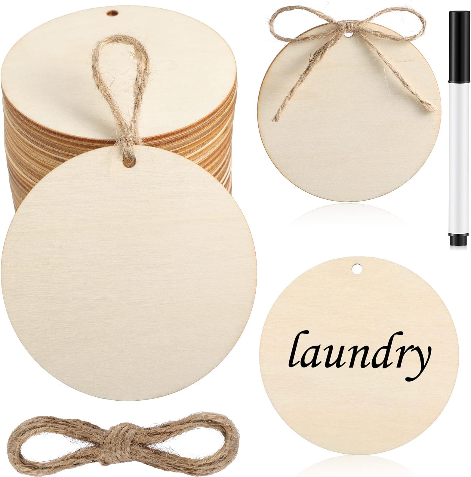 Amazon.com: Wood Circles for DIY Craft 15-Count Unfinished Wooden Round ...