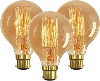 Bayonet B22 Dimmable Filament Vintage Light Bulb 60W G80 Retro Light ...