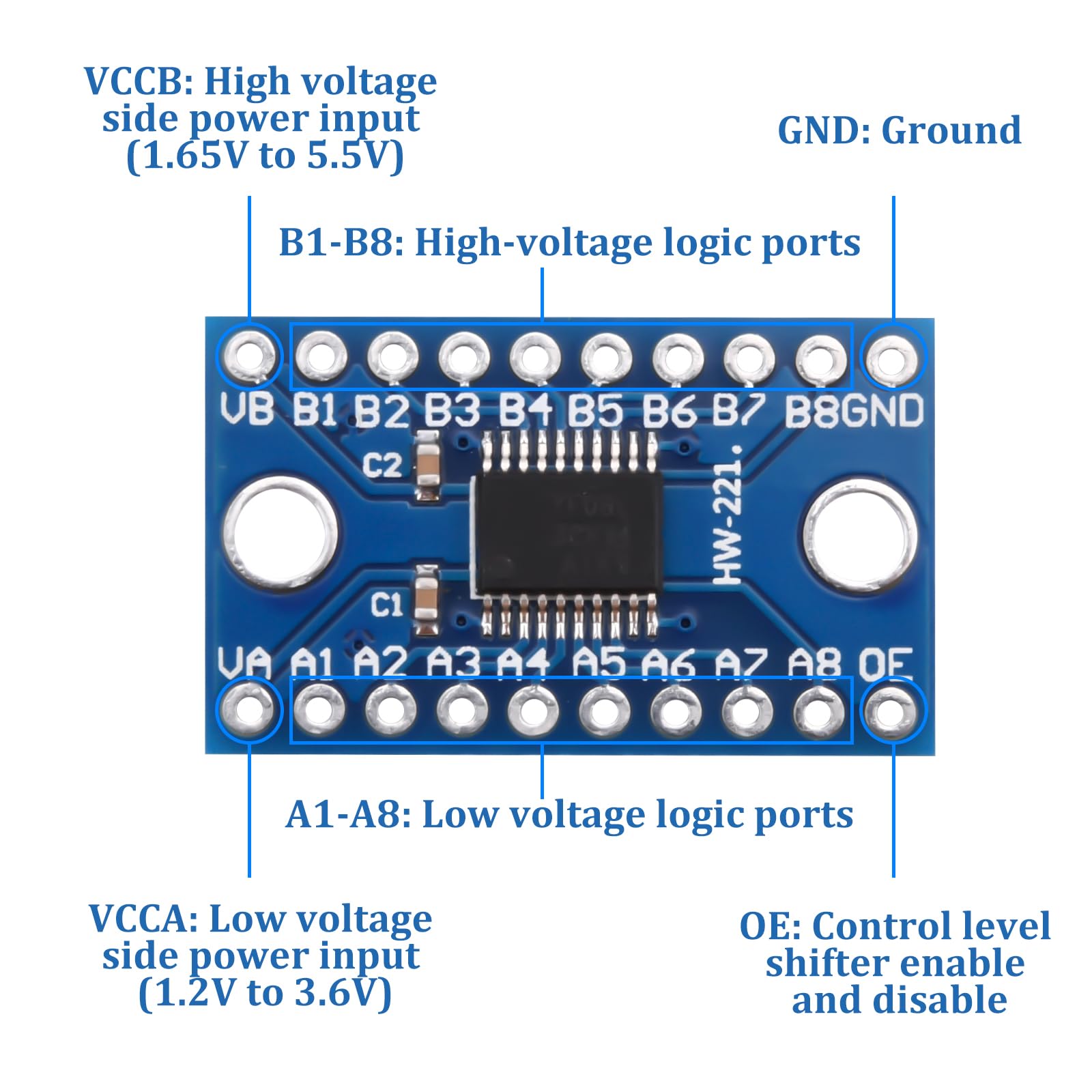 Snapklik.com : 6Pcs TXS0108E 8 Channel Level Converter Module Support ...