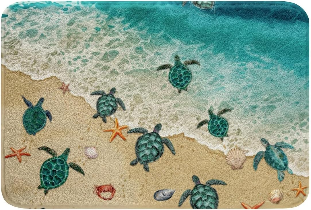 Amazon.com: Green Sea Turtle Bath Mat Ocean Hawaii Beach Tropical ...