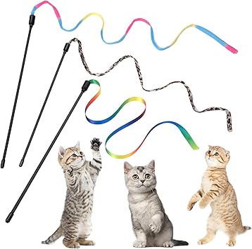 Cobee 3 Packs Cat Wand Toy Set, 30cm Cat Interactive Wand with 60cm ...
