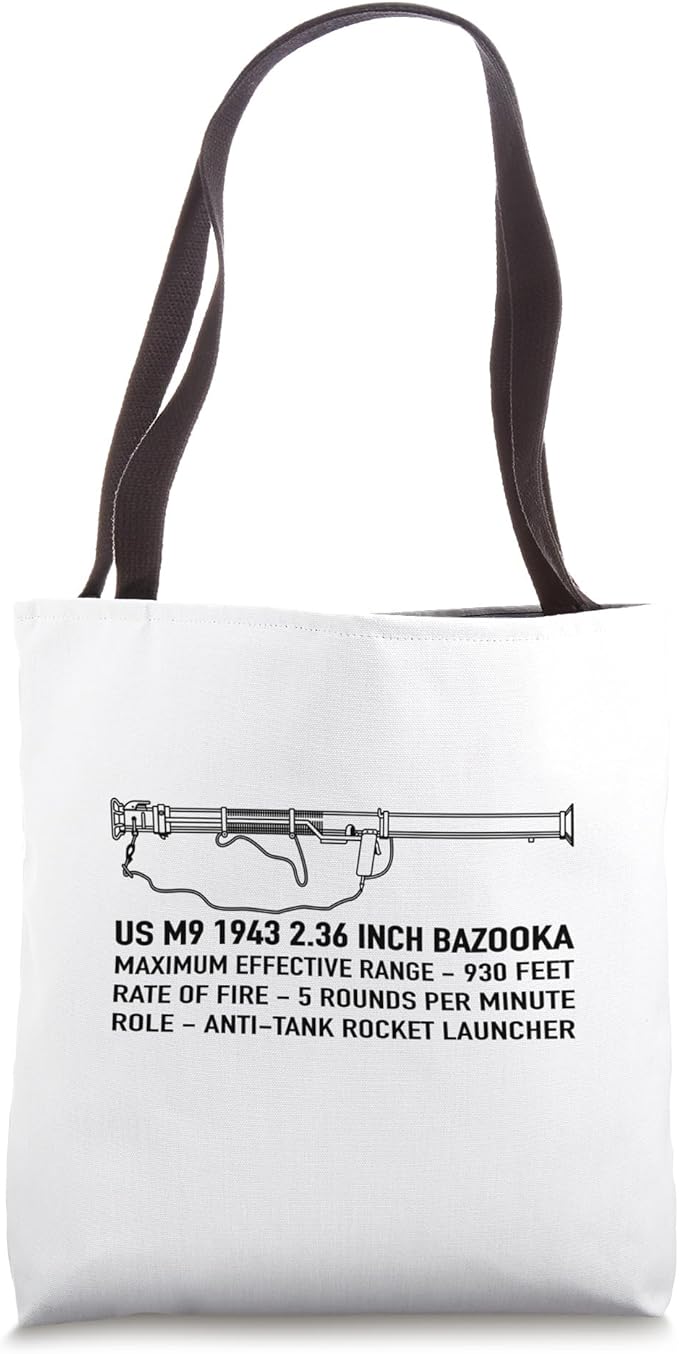 Amazon.com: M9 Bazooka American WW2 Rocket Launcher Infographic Tote ...