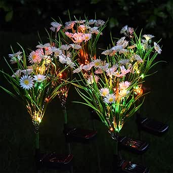 SJDWDX 2PCS 70cm Garden Daisy Flower Solar Lights,Waterproof Multi ...