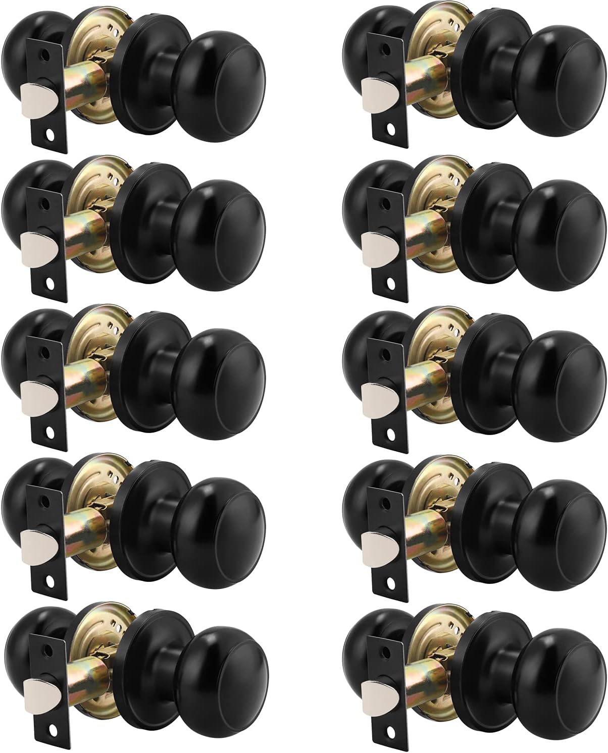 15 Pack Round Privacy Door Knobs Bulk Matte Black Door Knobs Interior Black Ball Door Knob ...
