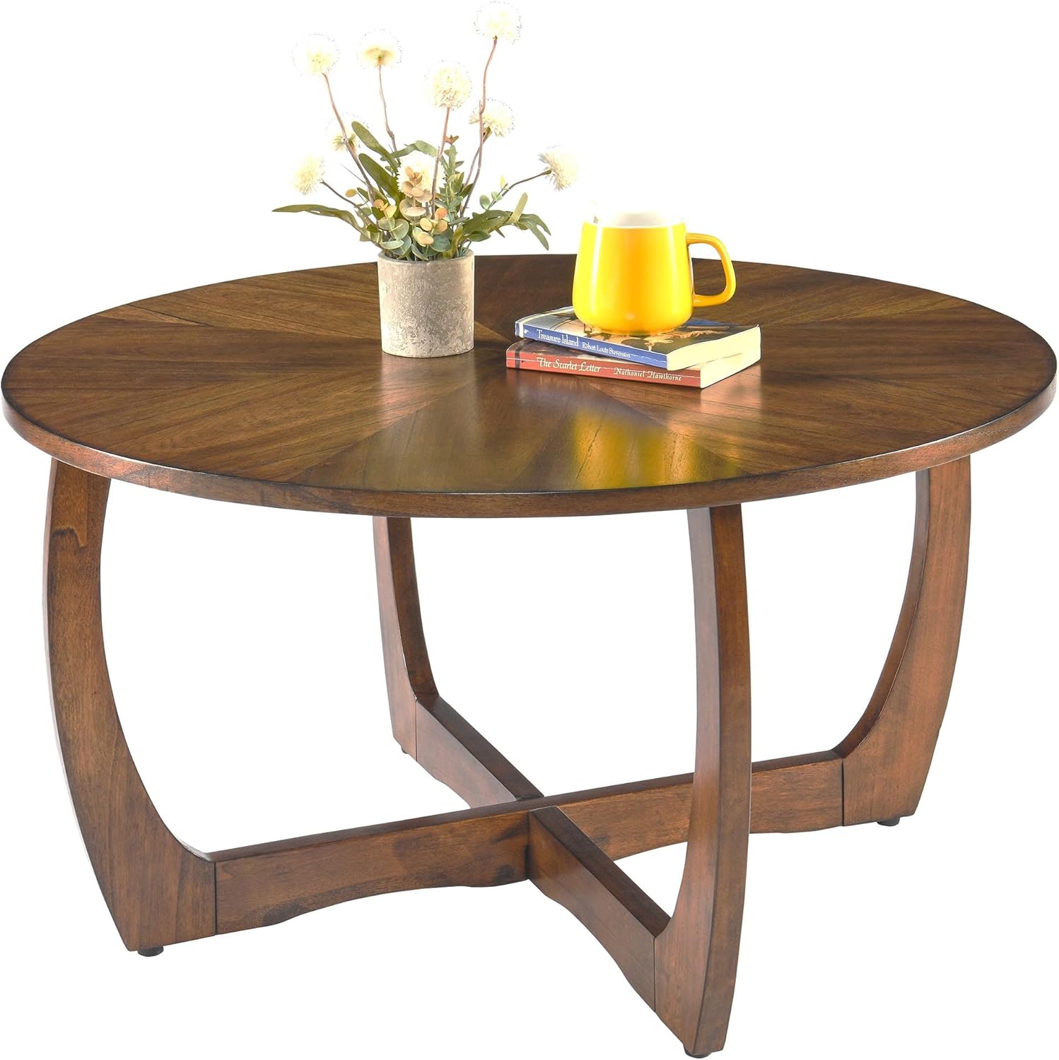 Amazon.com: MODERION Round Coffee Table for Living Room, Cocktail Table ...