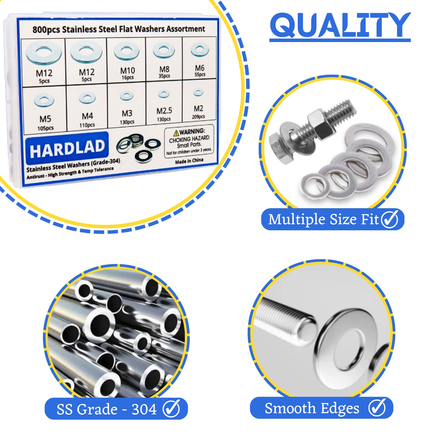 Snapklik.com : 800Pcs Assorted Washers For Screws - 304 Stainless Steel ...