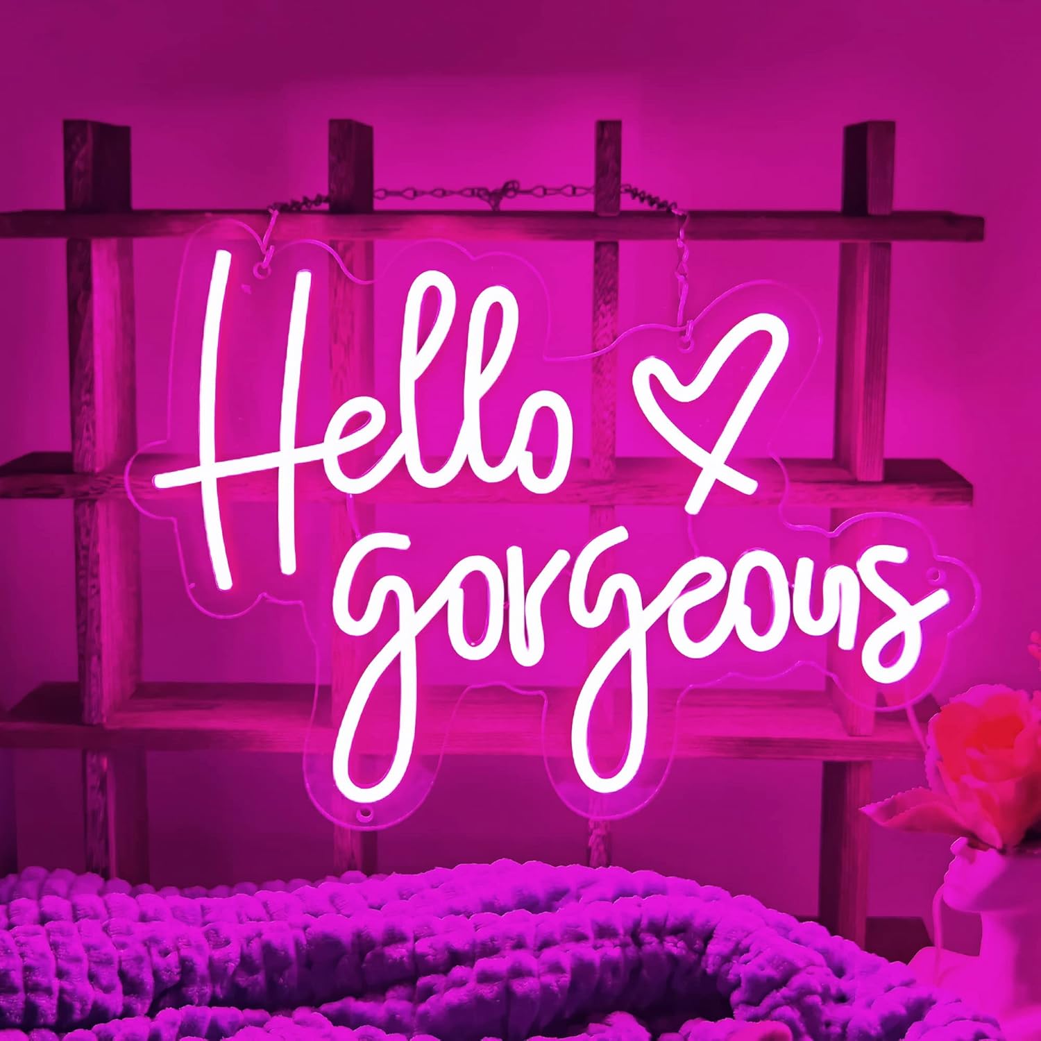 Royxen Hello Gorgeous – Letrero de neón inalámbrico, tamaño grande, 19. ...