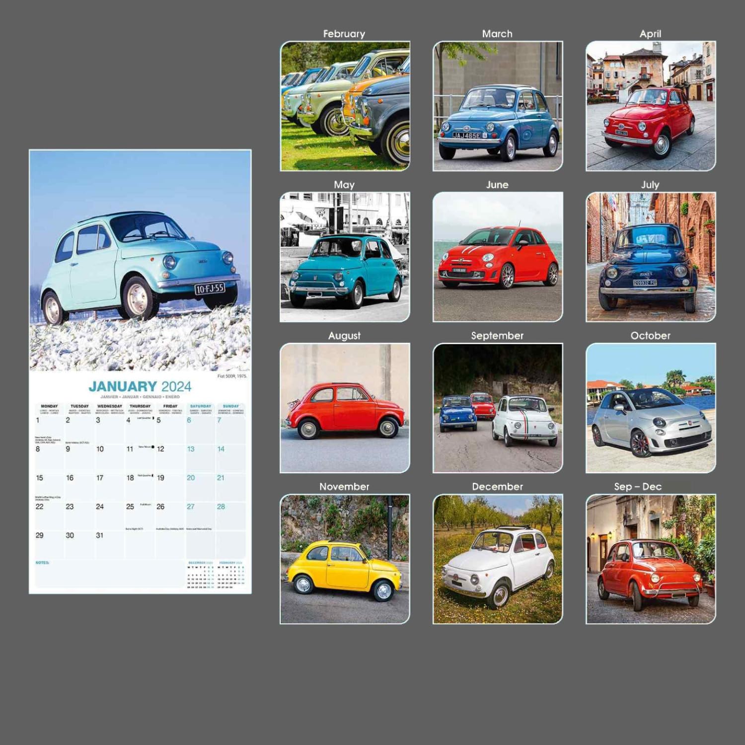 Snapklik.com : 2023 2024 Fiat 500 Calendar - Fiat 500 Monthly Wall ...