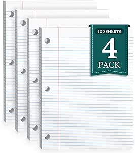 Amazon.com : PINJINGPRO College Ruled Loose Leaf Paper, 3 Hole Punch ...