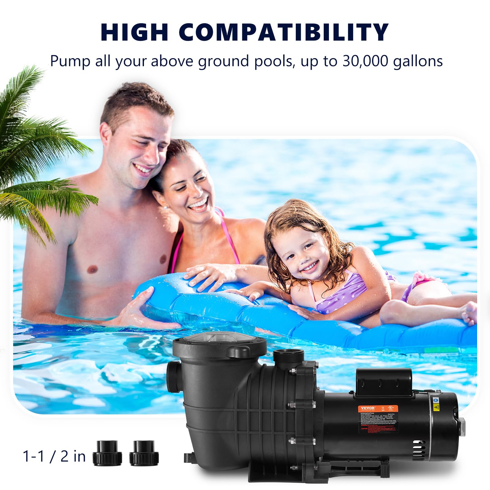 Snapklik.com : Swimming Pool Pump, 1.5 HP 230 V, 1100 W Double Speed ...