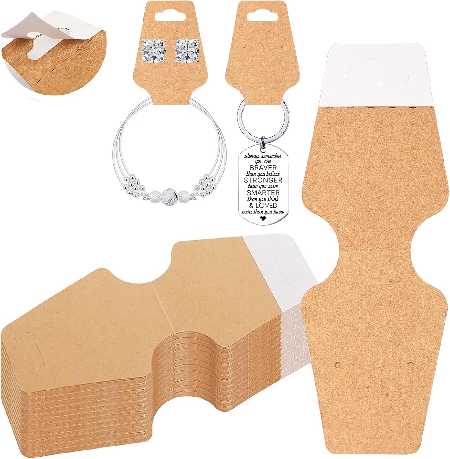 Amazon.com: 200PCS Bracelet Display Cards, Adhesive Necklace Keychain ...