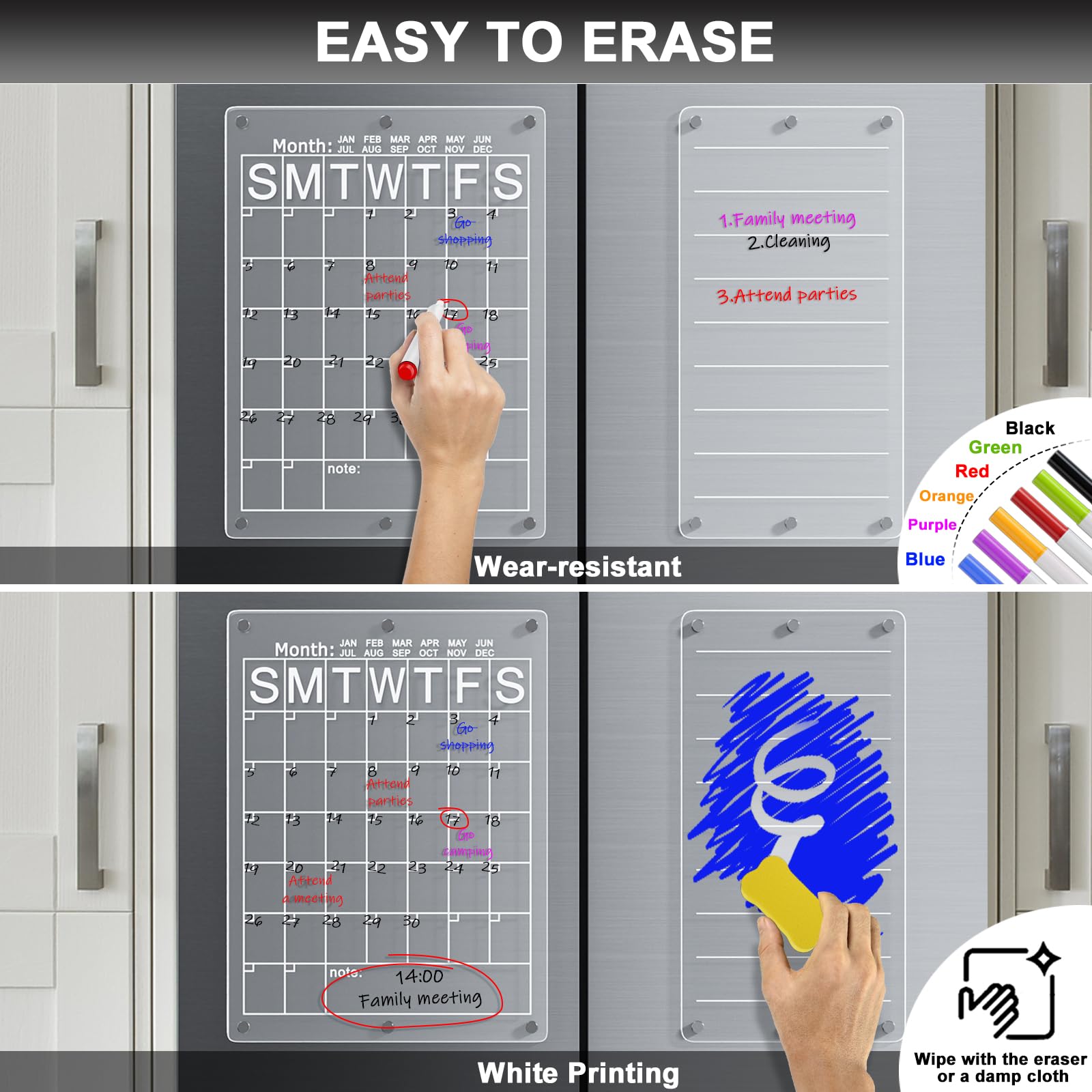 Snapklik.com : Magnetic Acrylic Calendar For Fridge, Clear Set Of 2 Dry ...