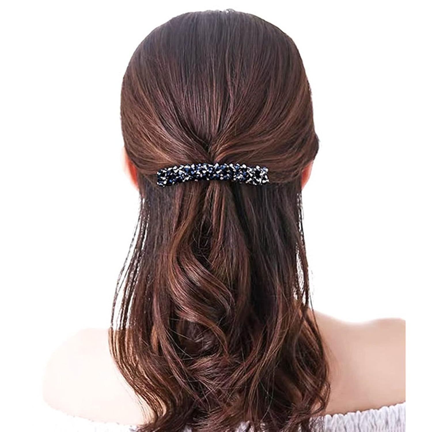 Amazon.com : Aneneiceera Crystal Bar Hair Clip Barrette Black ...