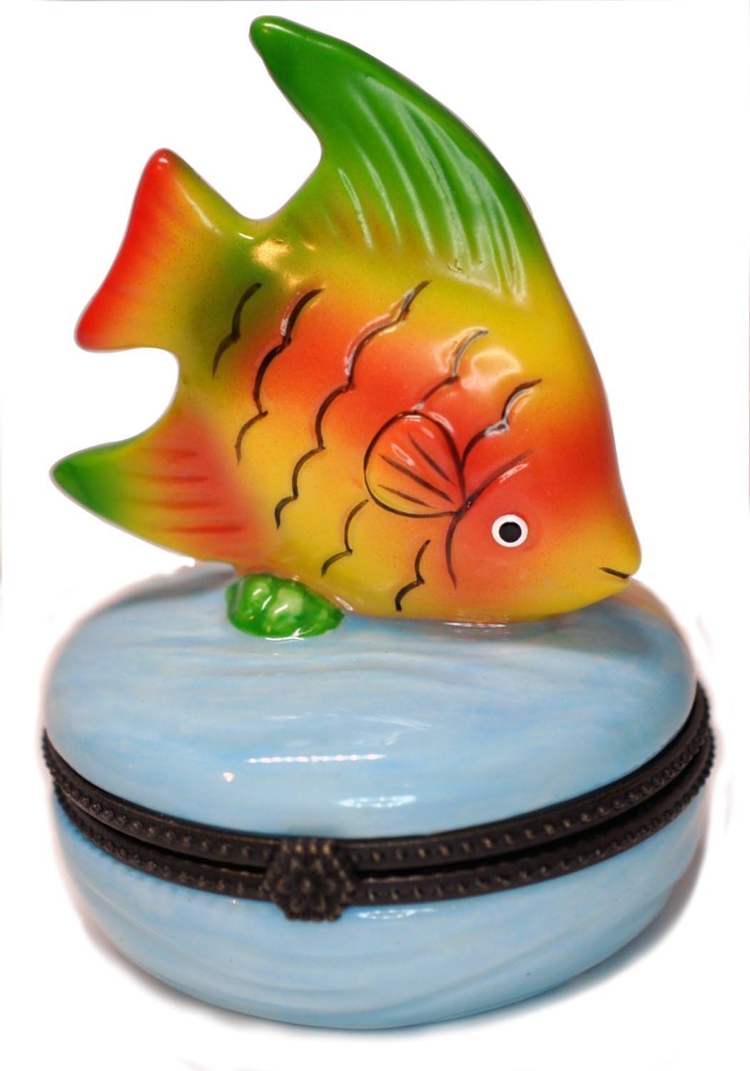 Amazon.com: Art Gifts Yellow and Orange Tropical Fish Porcelain Hinged ...