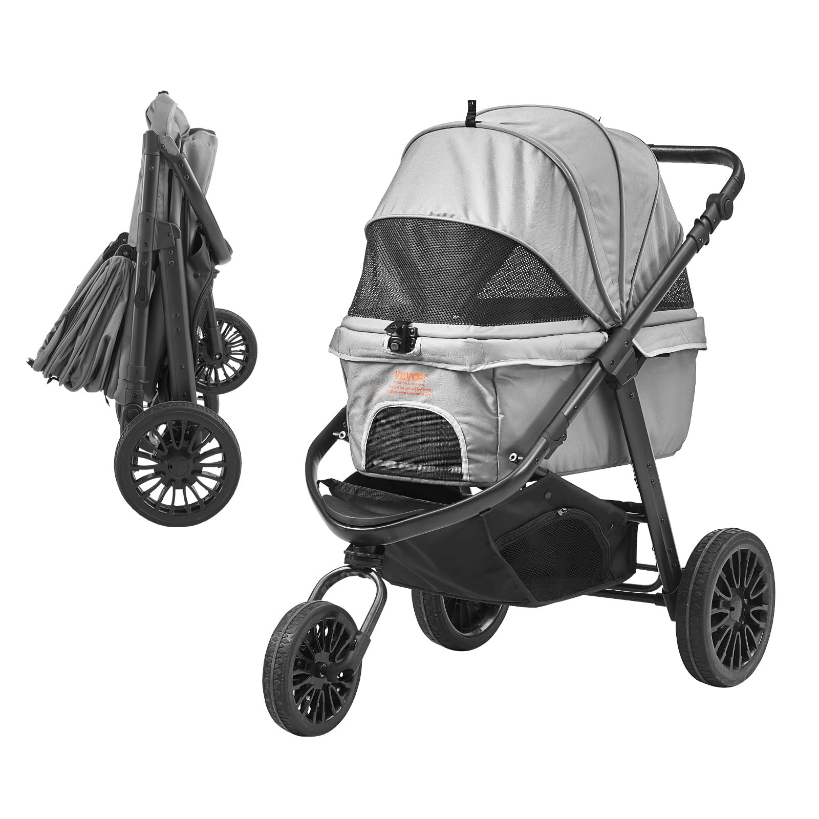 Snapklik.com : VEVOR Large Pet Stroller For Dogs Cats Up To 75lbs, 3 ...