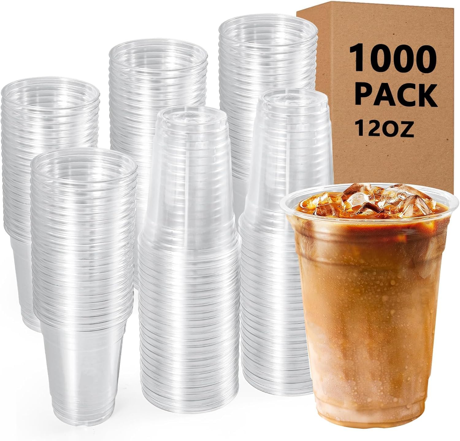 Amazon.com: WUHUIXOZ 1000 Pack 12 oz Clear Plastic Cups, 12 Ounce ...