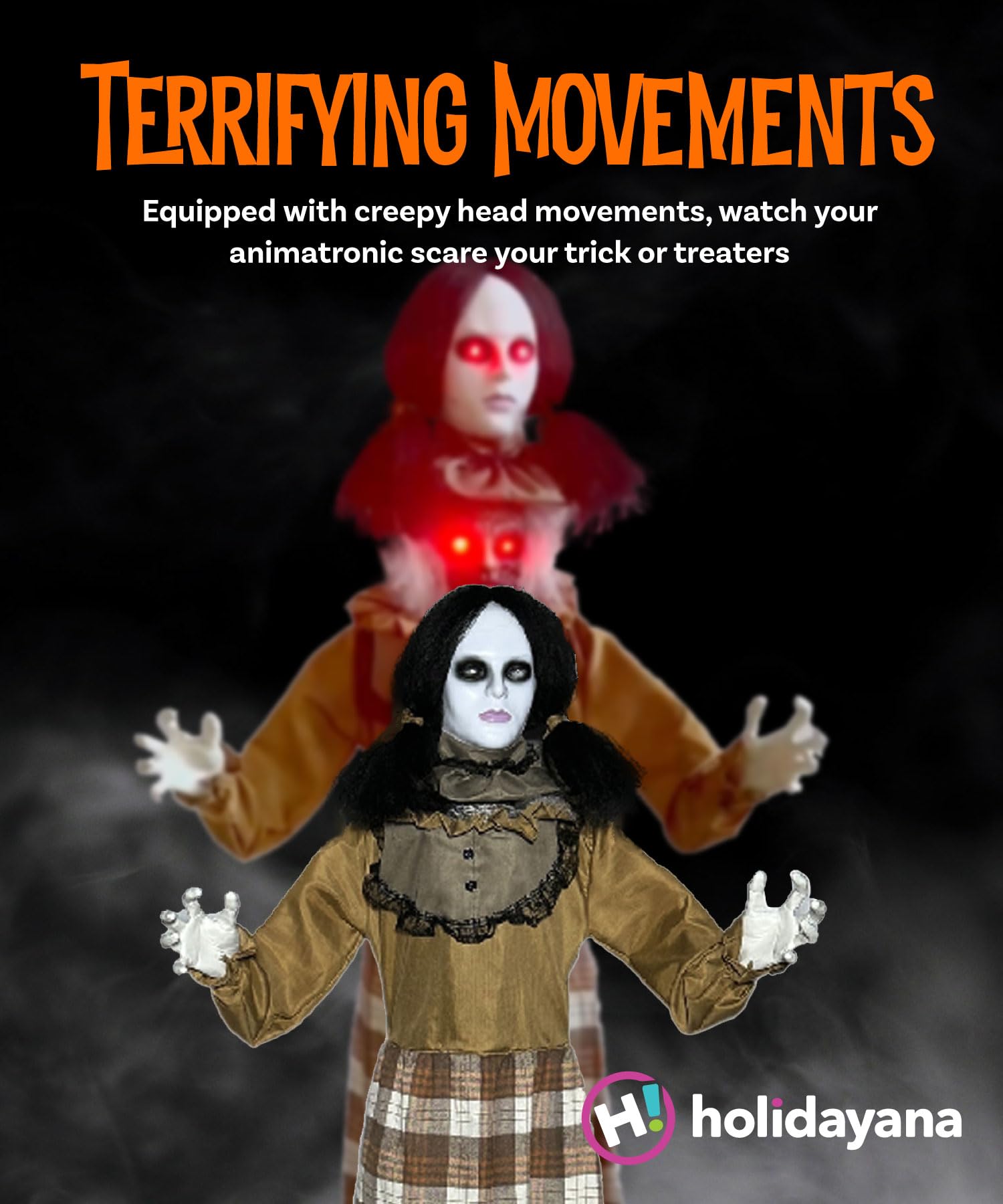 Holidayana Halloween Animatronics Scary Woman with Pop Up Head. 5ft 3in ...