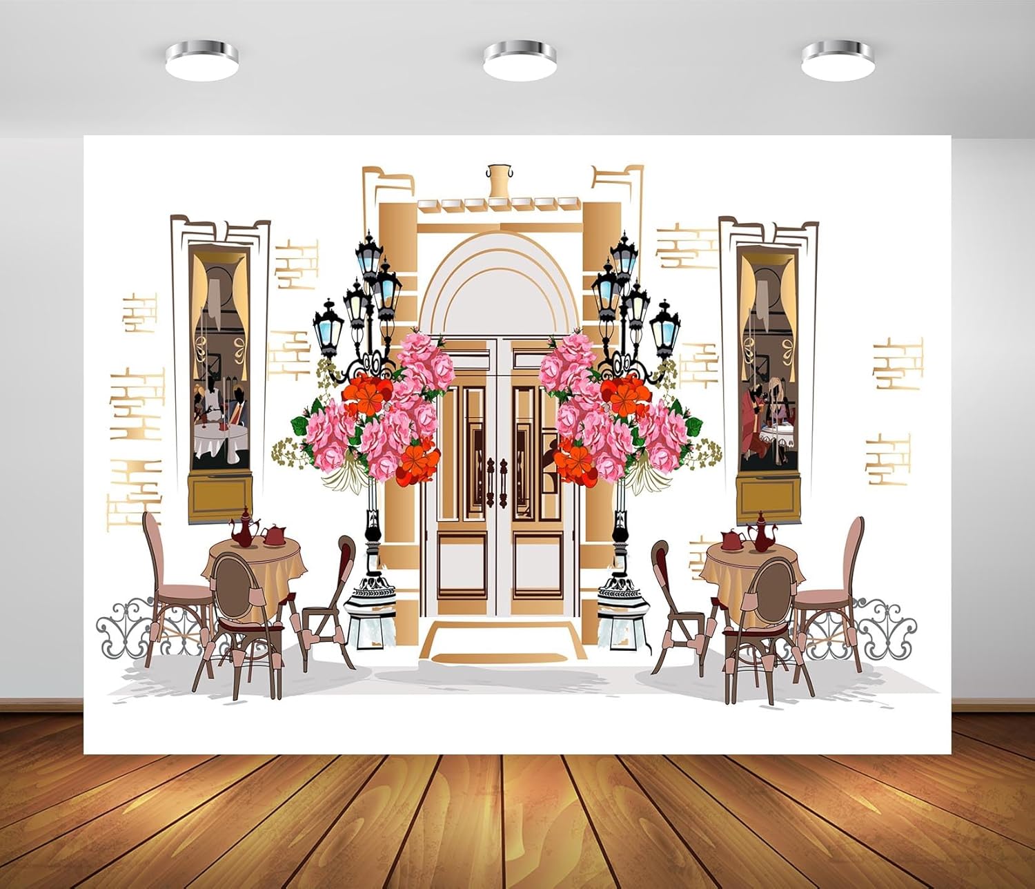 Amazon.com : BELECO Fabric 6x4ft Romantic Street Cafe Backdrop French ...