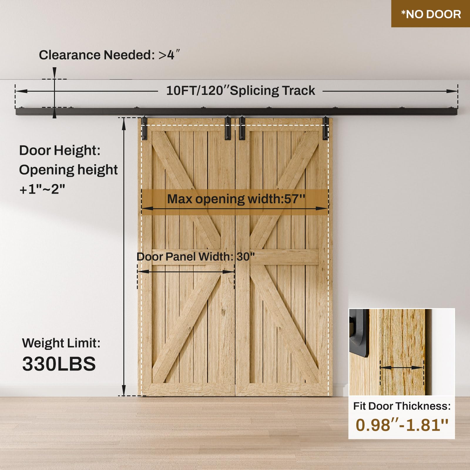 Snapklik.com : 10FT/120 Box Rail Sliding Barn Door Hardware Kit ...