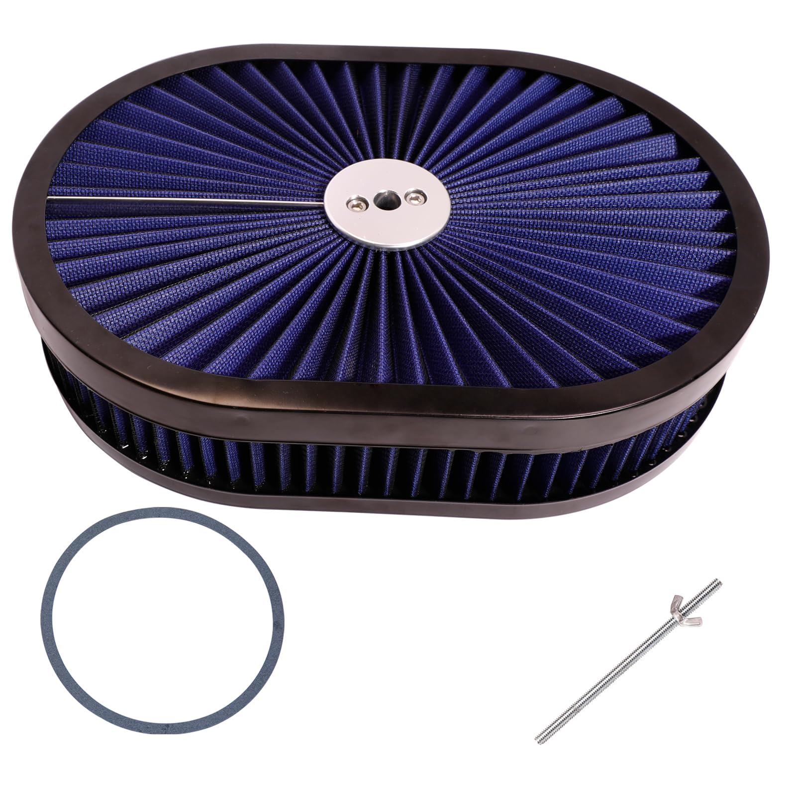 Amazon.com: 12x2 inch Oval Air Cleaner Filter Assembly 5-1/8" Carb Neck ...