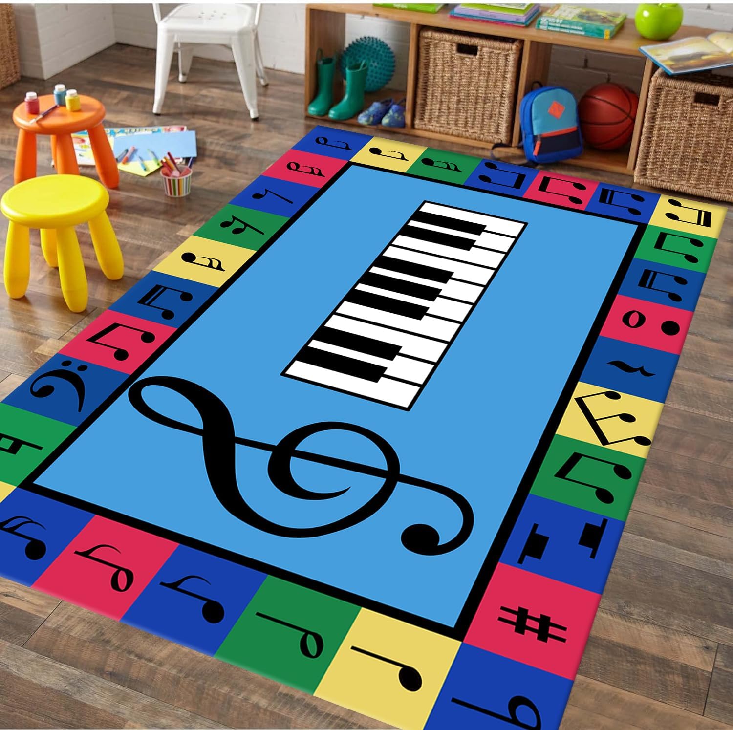 Amazon.com: LHOMKCV Children's Music Area Rug, 6x8ft,Black and White ...