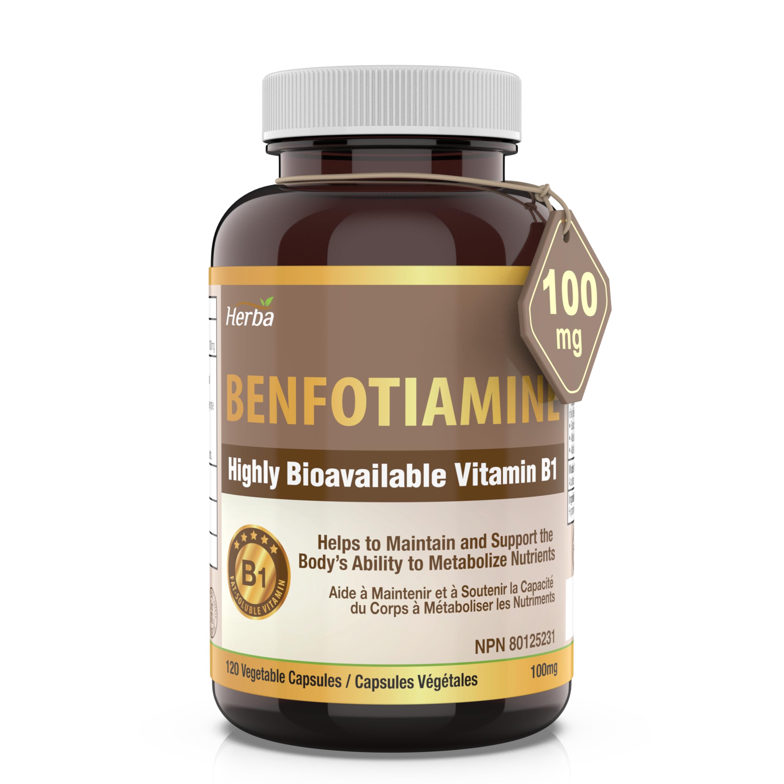 Herba Benfotiamine B1 Vitamin - 120 Capsules | 100mg of High Dose ...