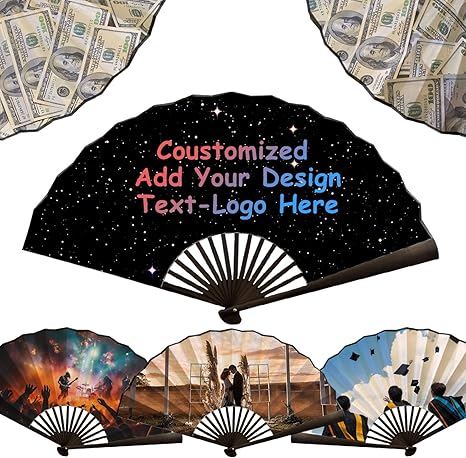 Amazon.com: Generic Custom Folding Hand Fan Personalized Handheld Fans ...