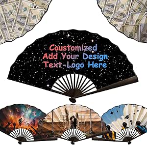 Amazon.com: Generic Custom Folding Hand Fan Personalized Handheld Fans ...