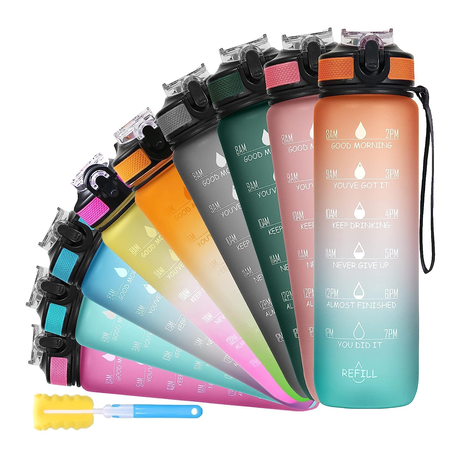 SUBHMUN Unbreakable Water Bottle with Motivational Time Marker, Sipper ...