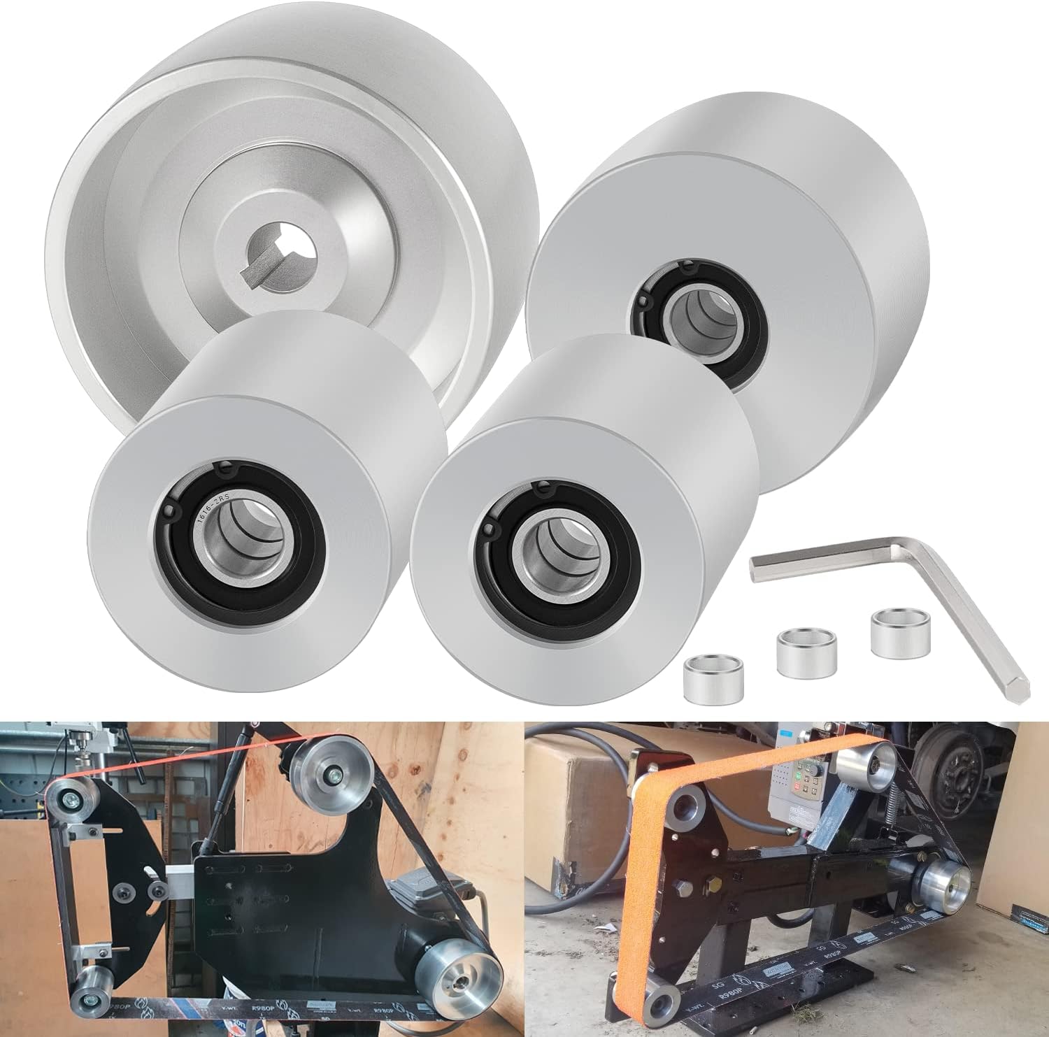 2" x 72" Belt Grinder Wheel Set Complete Wheel Kit Aluminum Wheel ...