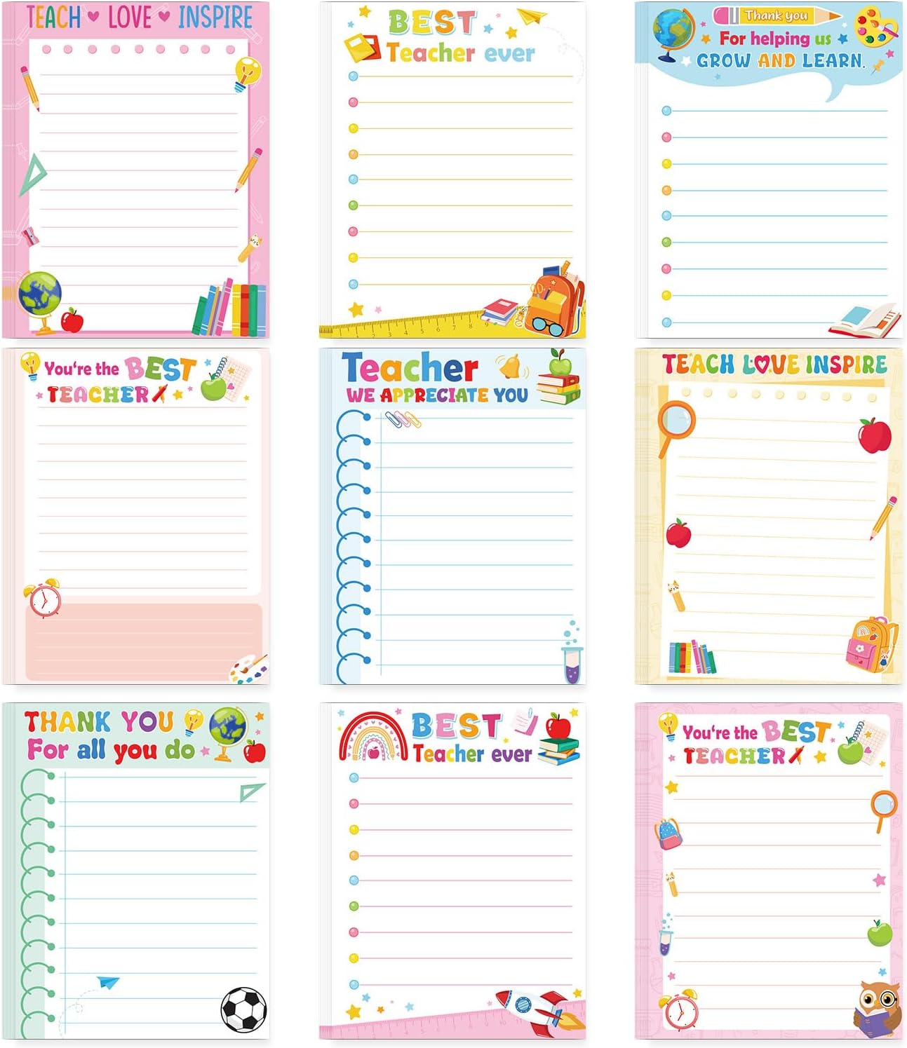 Amazon.com : Lovarywow Teacher Sticky Notes Gifts, 9 Pack Inspirational ...